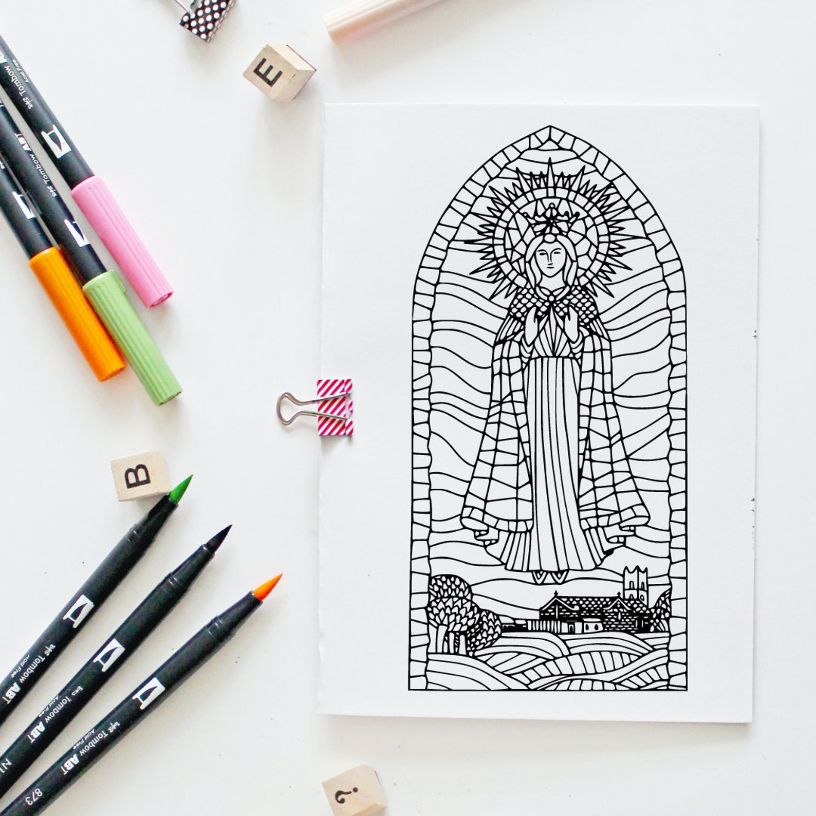 Catholic Adult Coloring Page - Our Lady of Knock - Etsy