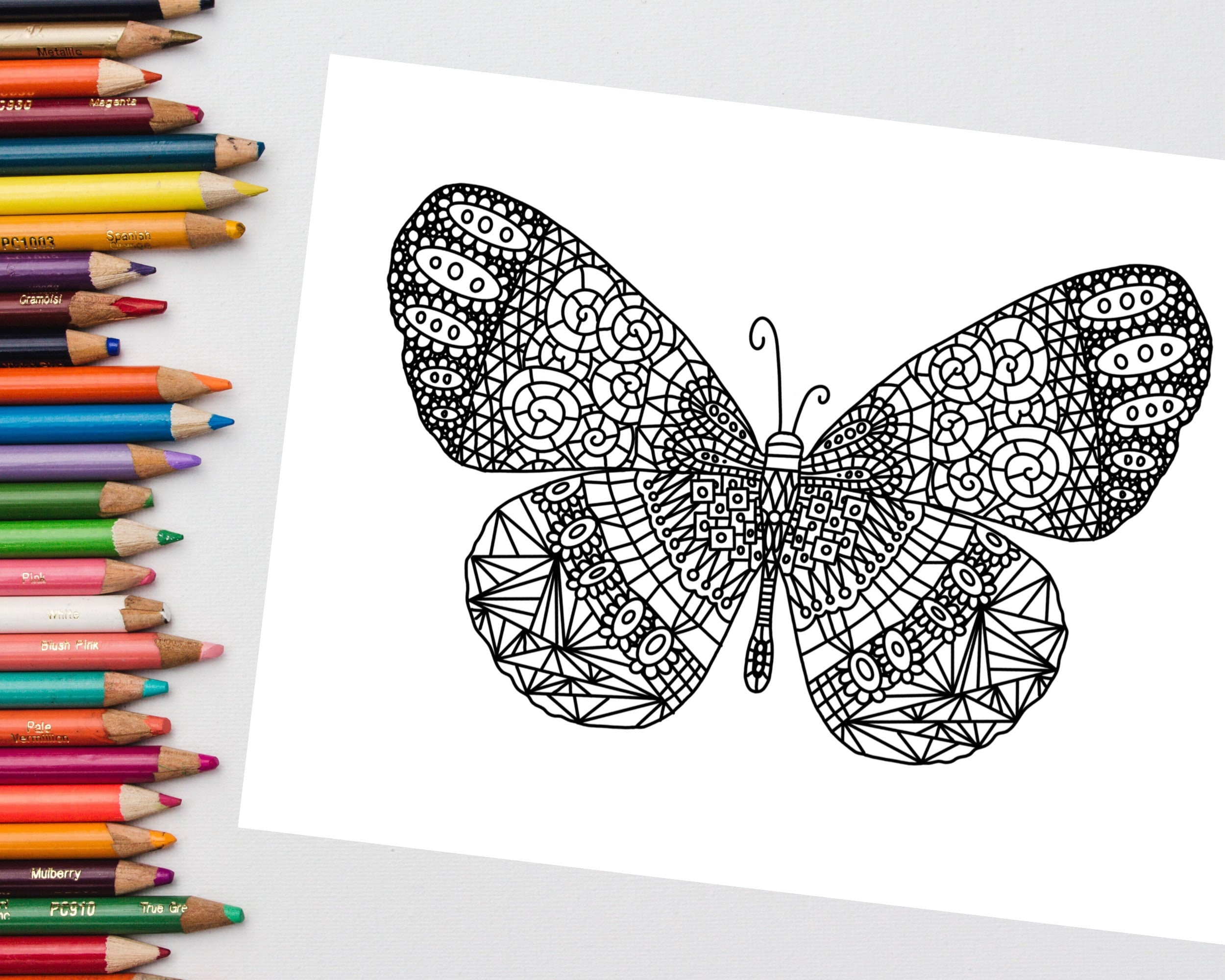 Butterfly Zentangle - Adult Coloring Page PDF Digital Download - Etsy