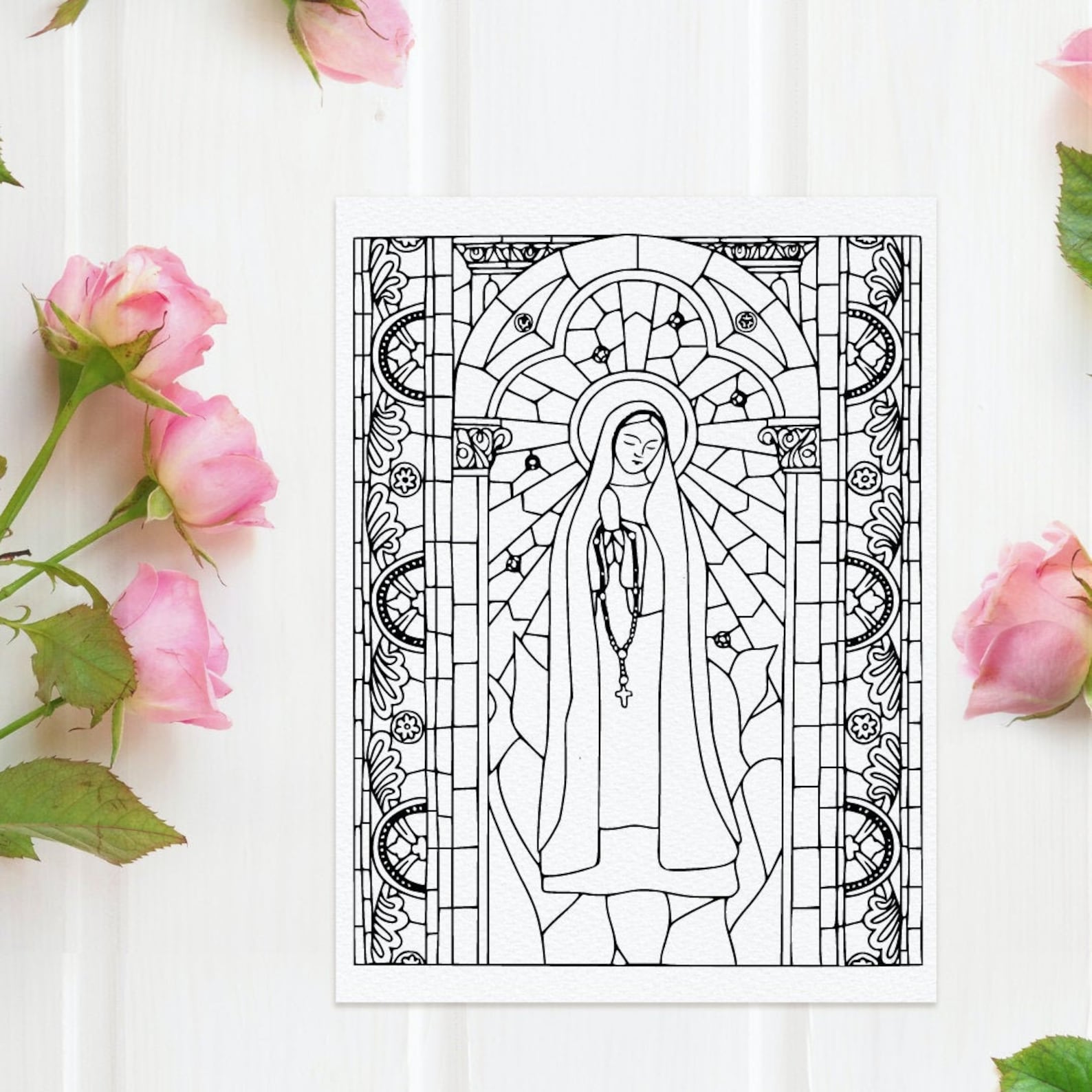 Our Lady of Fatima Coloring Page - Etsy