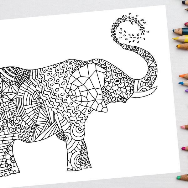 Zentangle Elephant - Etsy