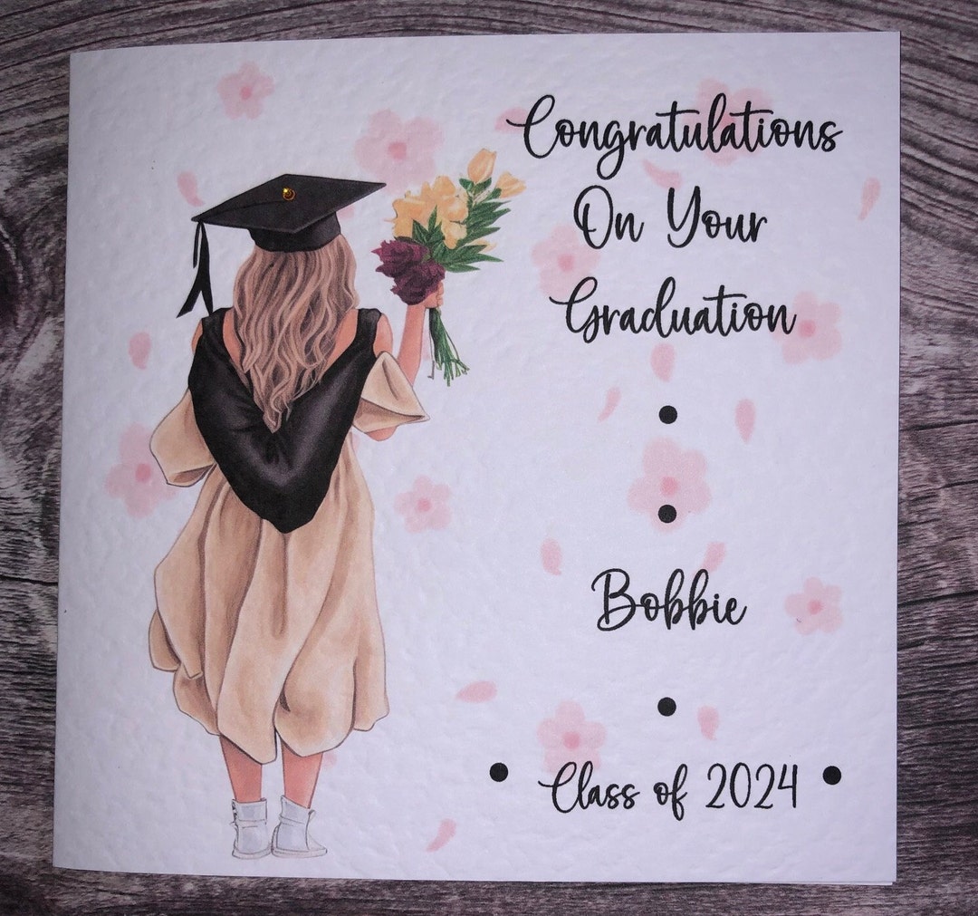 Congratulations Female Graduation Card, Handmade and Personalised. - Etsy