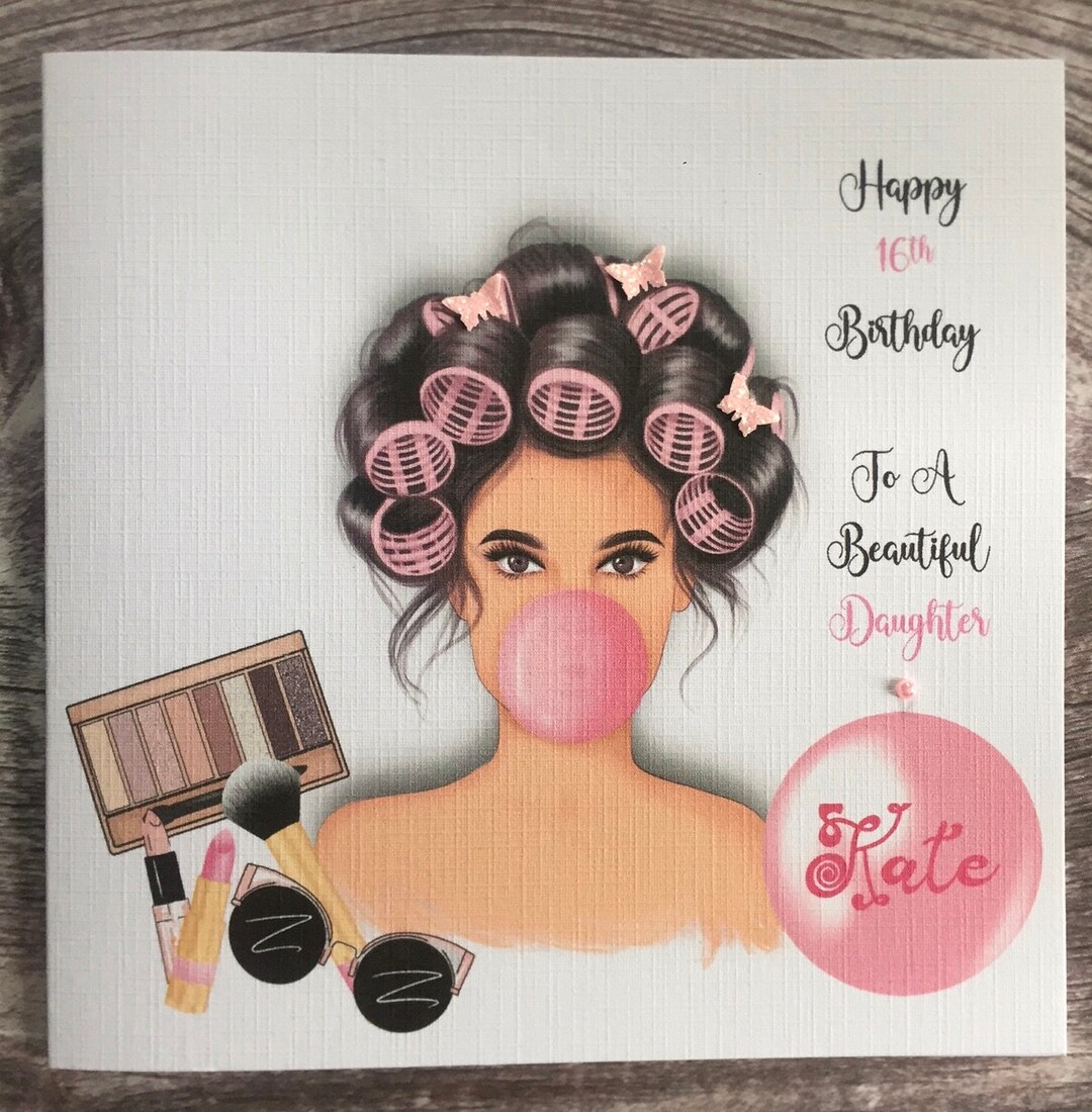Beauty/make-up, Female Happy Birthday Card Handmade and Personalised ...
