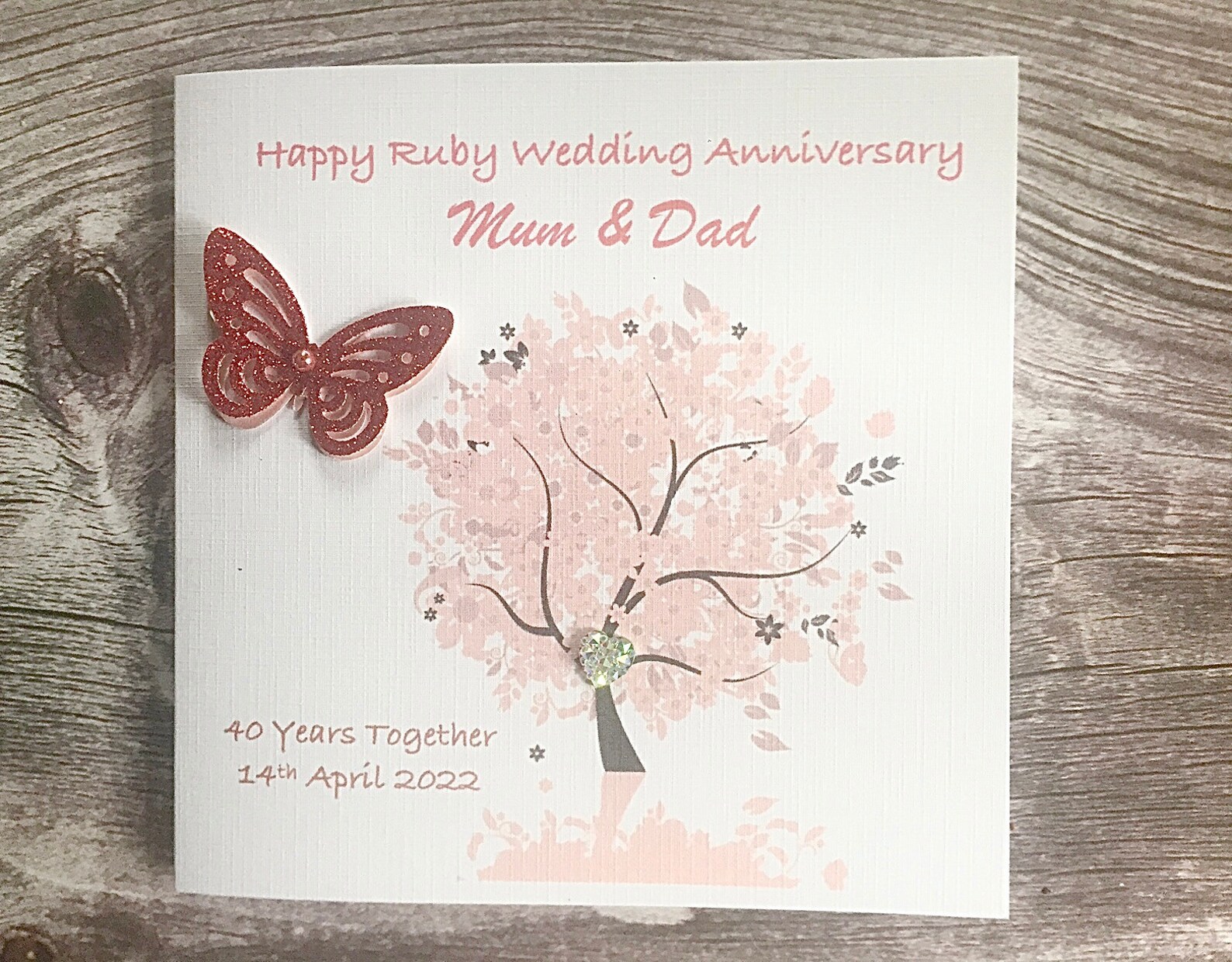 Ruby Wedding Anniversary Card Handmade. 40th Anniversary - Etsy