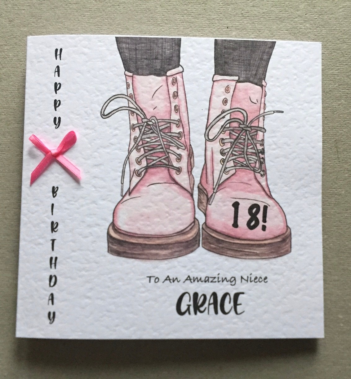 Pink Boots Happy Birthday Card Handmade and Personalised - Etsy UK