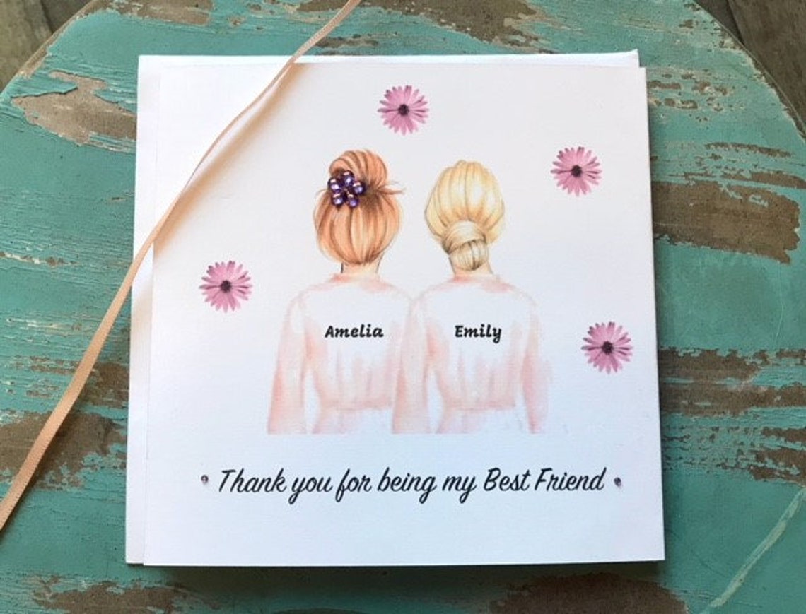 Best Friend Thank You Card Handmade and Personalised Friends - Etsy