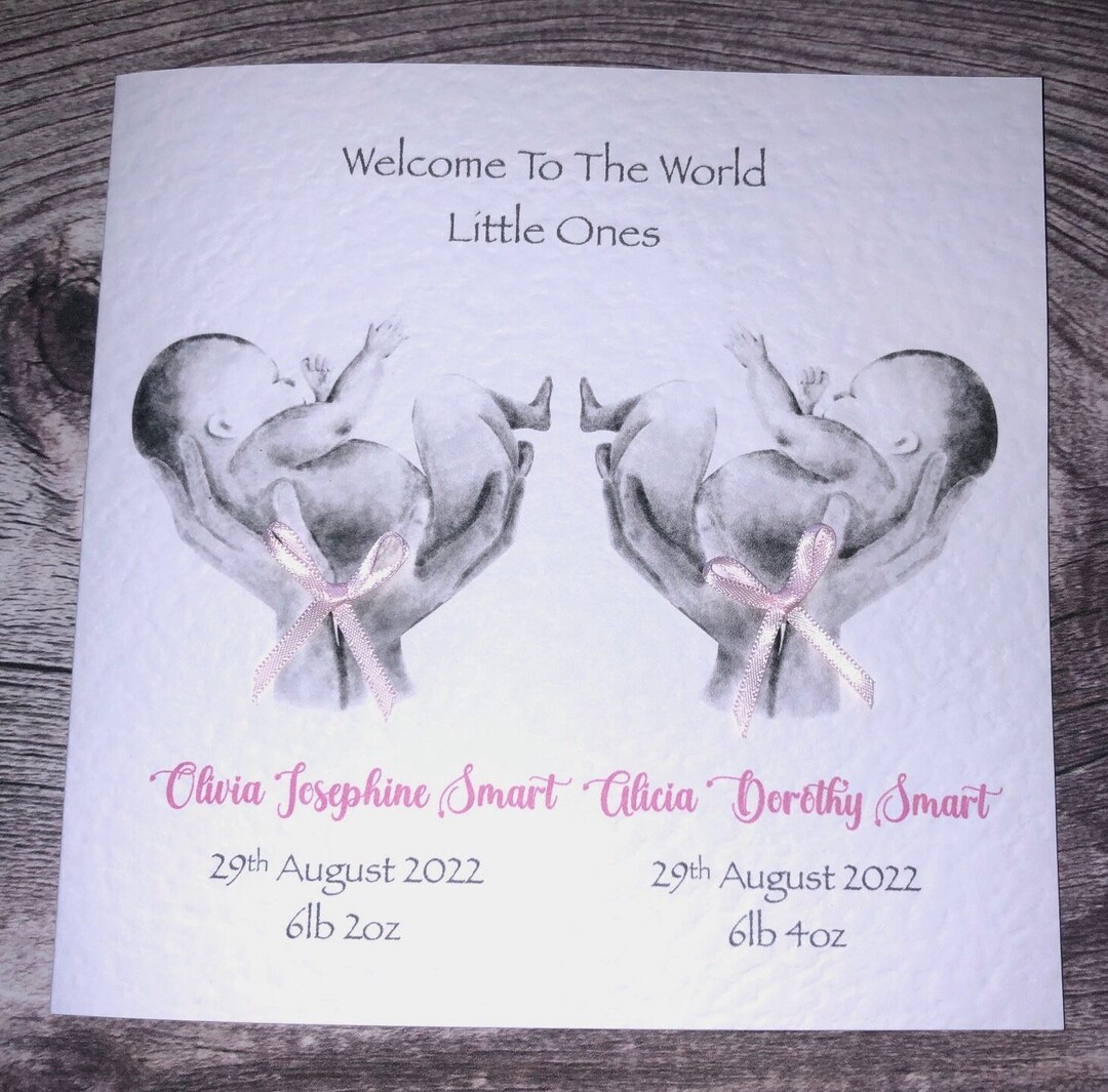 Congratulations Twin Baby Card, Boy / Girl/ Two Girls/ Two Boys ...