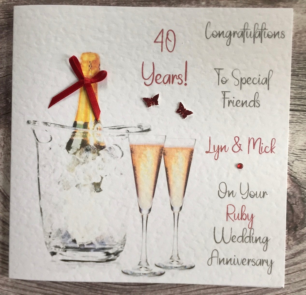 Ruby Happy Wedding Anniversary Handmade and Personalised Card. - Etsy UK