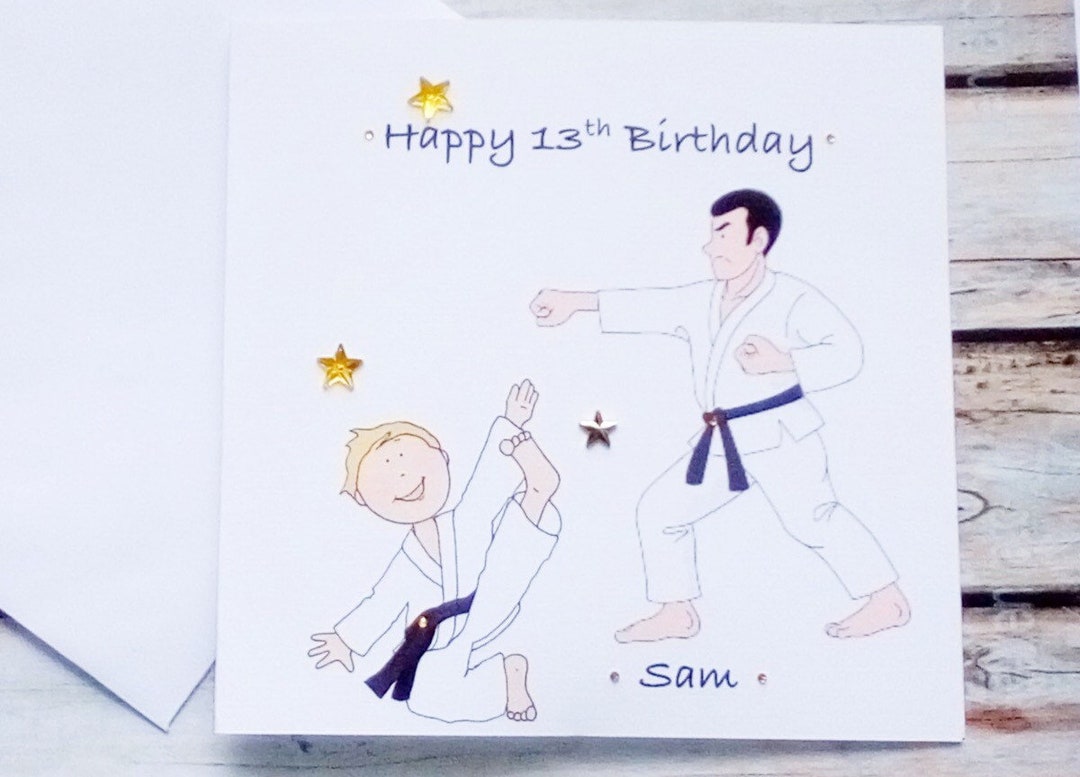 Karate Happy Birthday Card, Handmade and Personalised With Name, Age ...