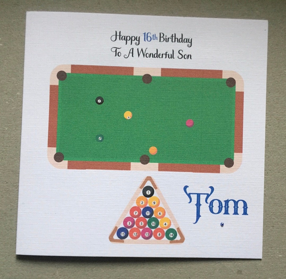 Pool Happy Birthday Card, Handmade and Personalised With Name, Age ...