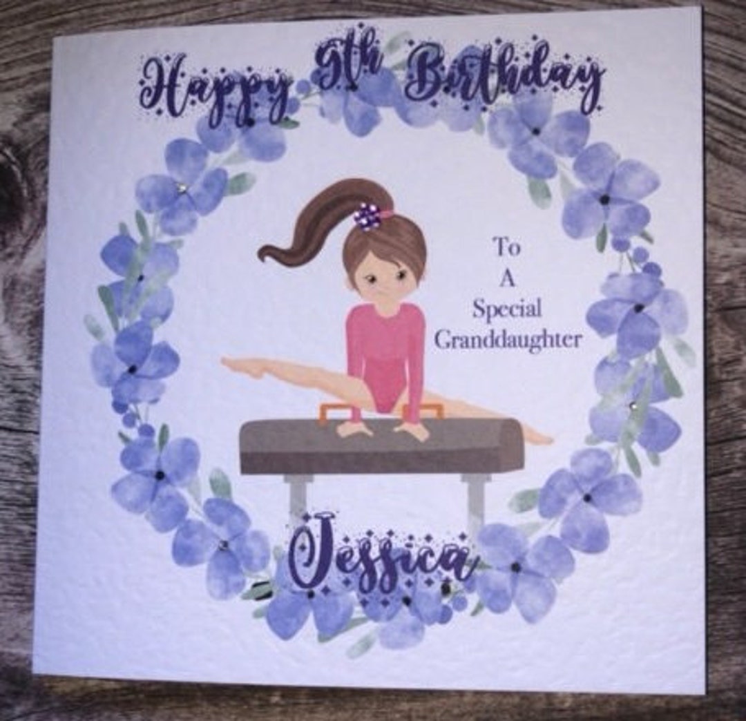 Girls Happy Birthday Gymnast Card Handmade and Personalised/ Daughter ...