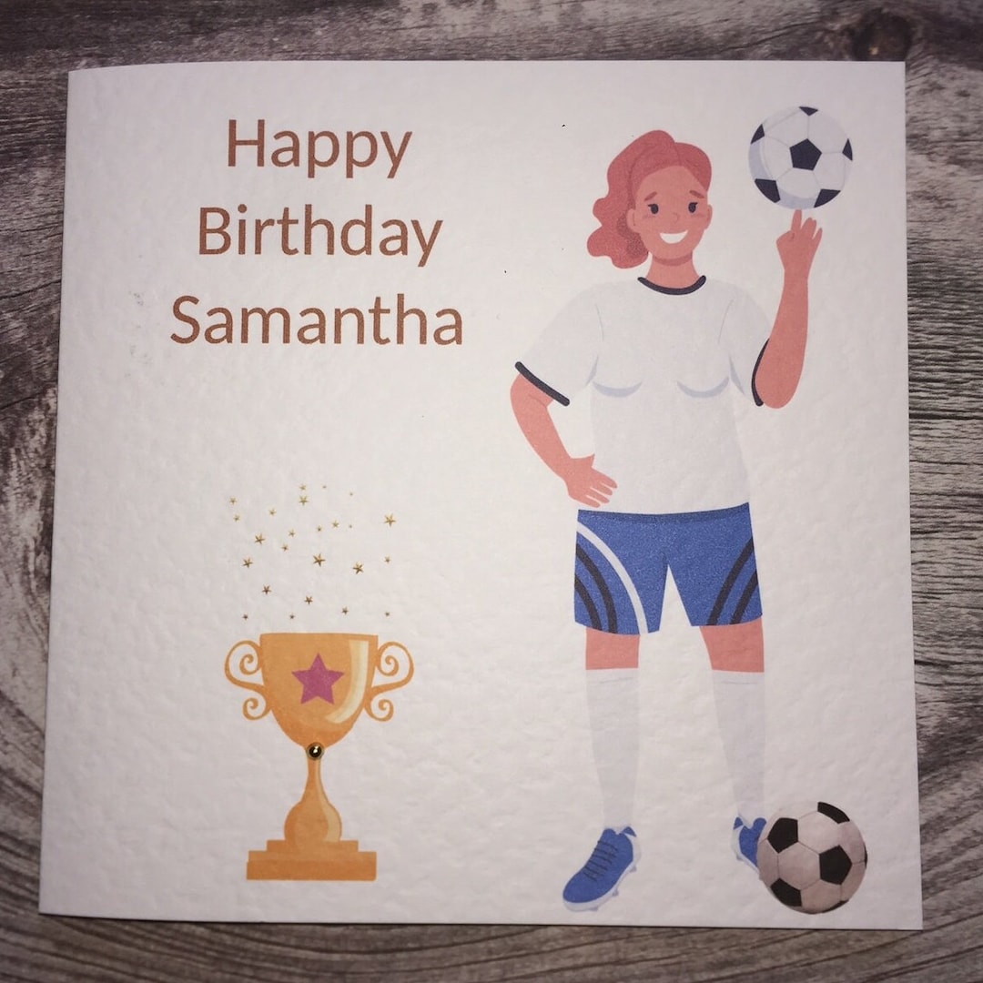 Female Football Happy Birthday Card, Handmade and Personalised With ...
