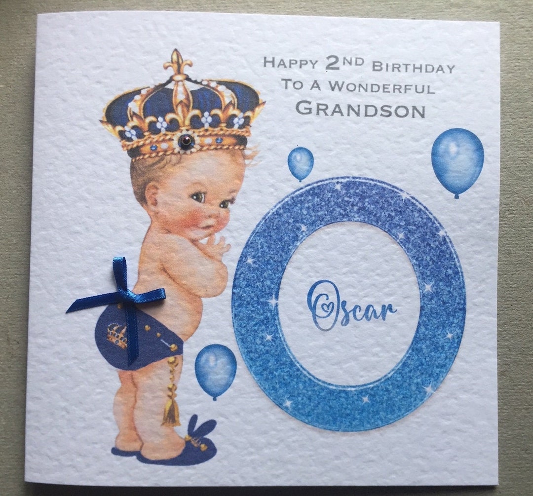 Boys Little Prince Birthday Card, All Letters Available, Any Age, Happy ...