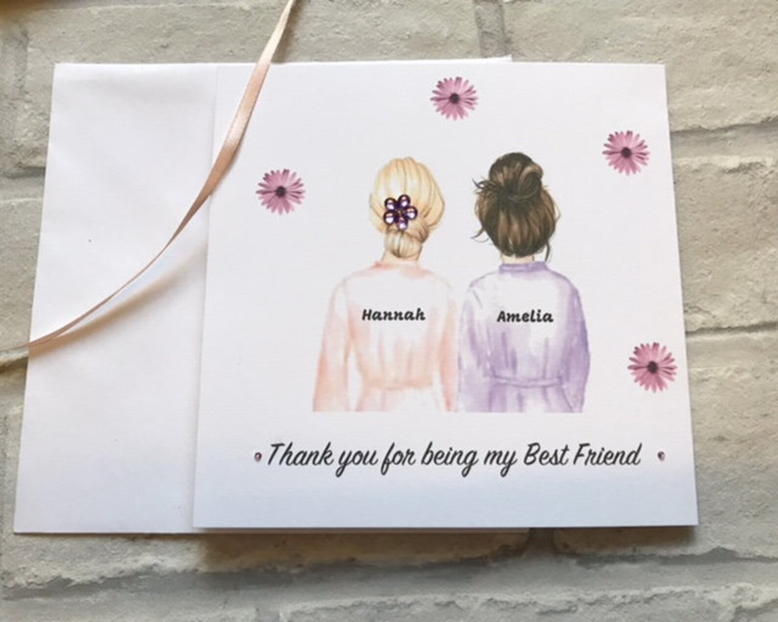 Best Friend Thank You Card Handmade and Personalised Friends | Etsy