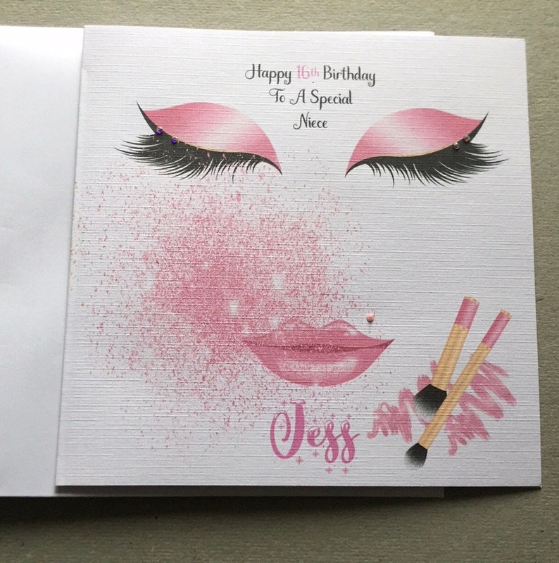 Happy Birthday Make-up Eyes Card Handmade and Personalised Female/make ...