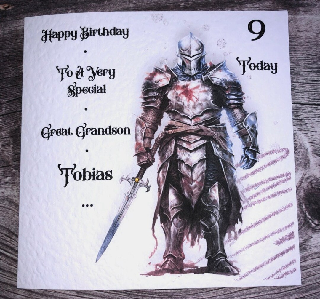 Fantasy Knight Happy Birthday Card Handmade and Personalised Any ...