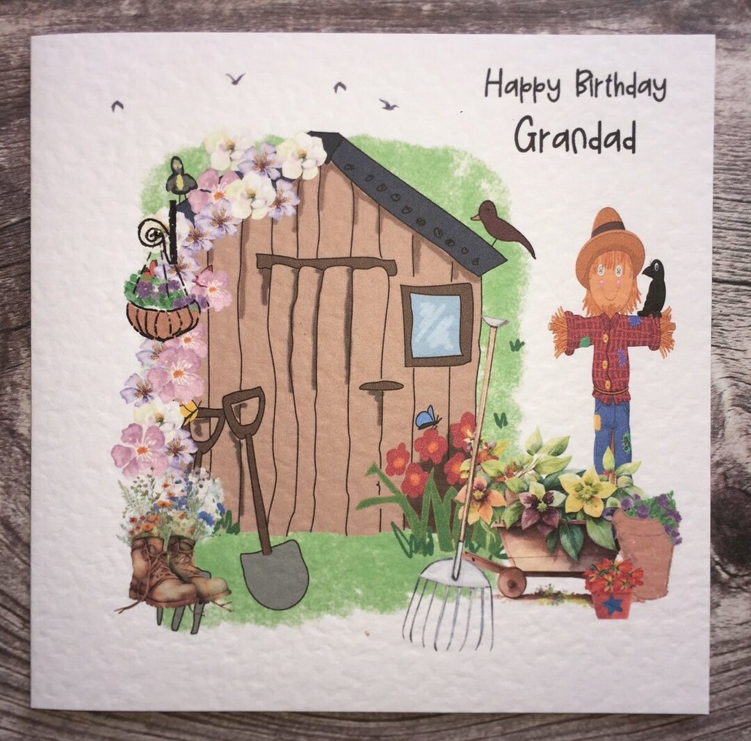 Happy Birthday Potting Shed Card Handmade Dad, Grandad, Husband, Nana ...
