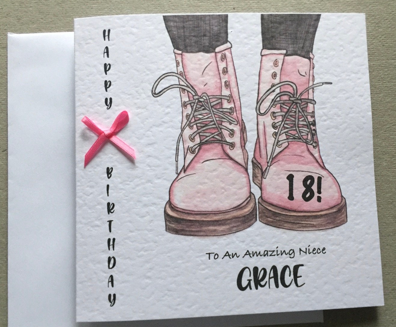 Pink Boots Happy Birthday Card Handmade and Personalised - Etsy UK