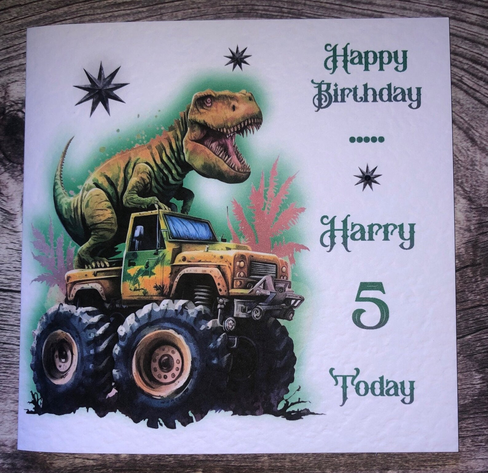Birthday T REX Dinosaur Quad Bike Card Personalised With Name and Any ...