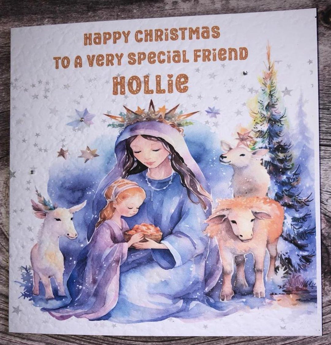 Children's Nativity Christmas Scene, Handmade Christmas Card, Any Name ...