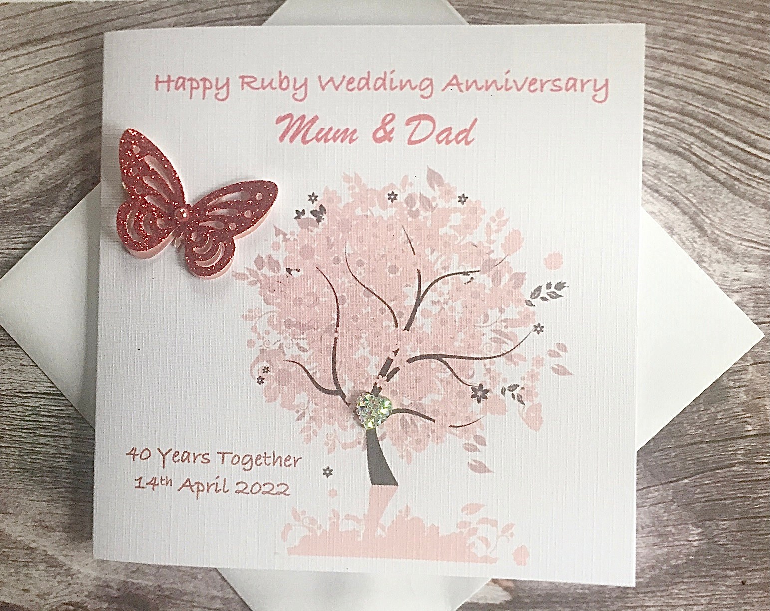 Ruby Wedding Anniversary Card Handmade. 40th Anniversary - Etsy