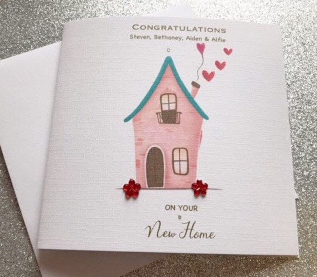 NEW HOME Card Handmade and Personalised With Names/ New Home Gift ...
