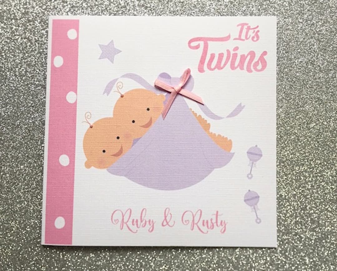 Congratulations Twin Baby Card / Girls/ Two Girls/ Handmade - Etsy