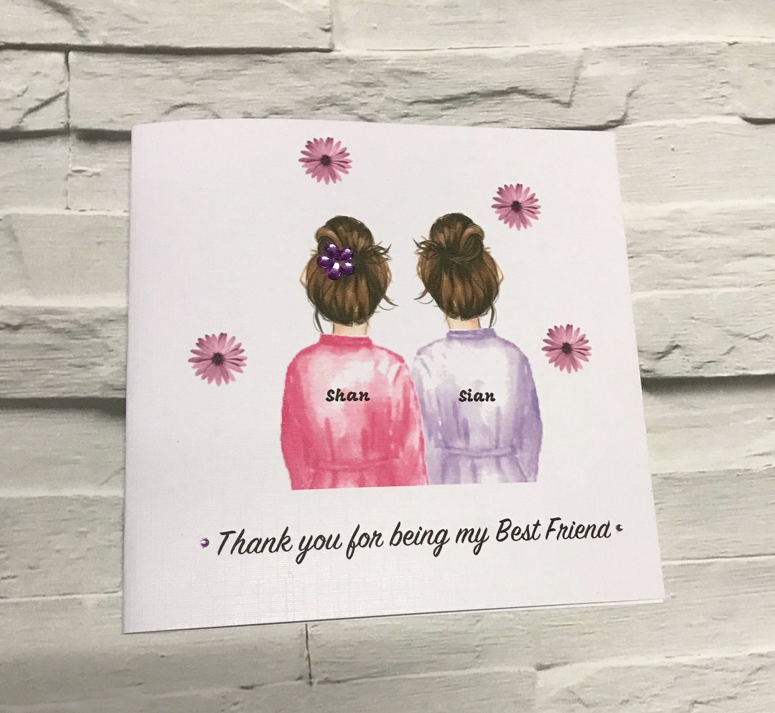 Best Friend Thank You Card Handmade and Personalised Friends | Etsy