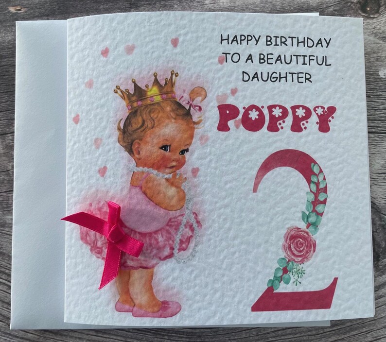 Age 2, Age Two, 2nd Birthday Card for Daughter, Second Birthday ...