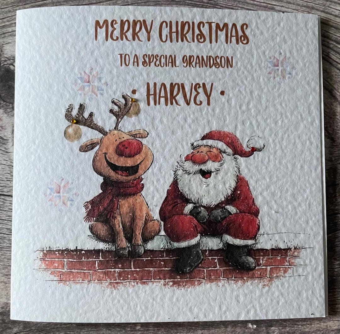 Funny Humorous Father Christmas and Rudolph Handmade Card With a Little ...