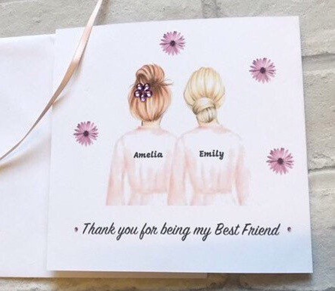 Best Friend Thank You Card Handmade and Personalised Friends, Just ...