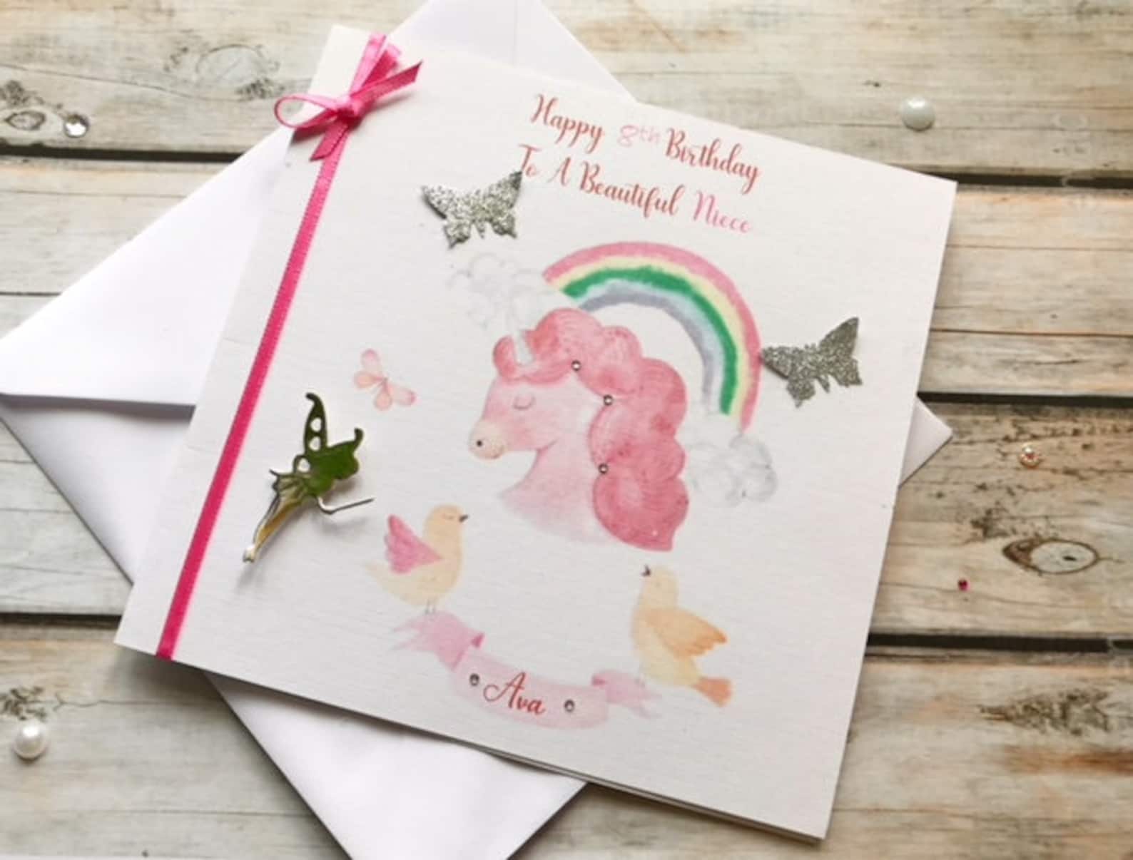 Girl's Happy Birthday Unicorn Card Handmade and | Etsy UK