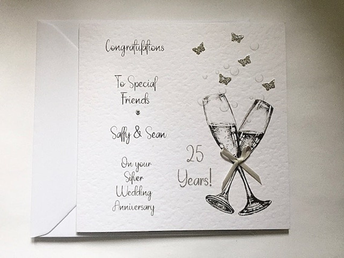 Silver Wedding Anniversary Card/ Handmade and Personalised/ - Etsy UK