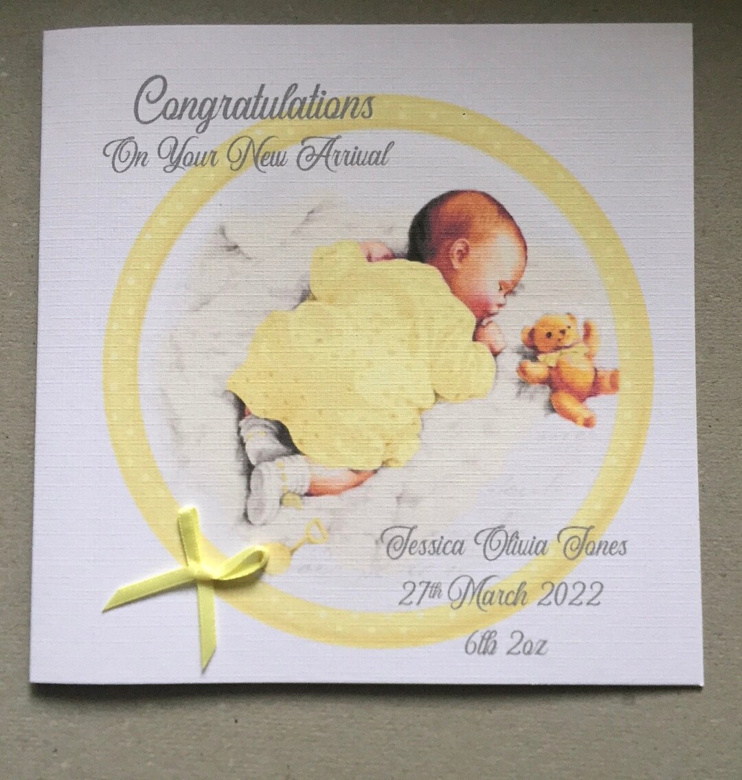 Congratulations Baby Girl Card, Handmade and Personalised With Names ...