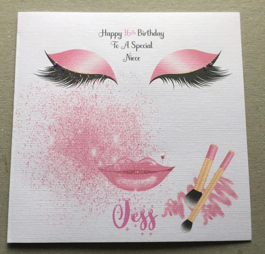 Happy Birthday Make-up Eyes Card Handmade and Personalised Female/make ...