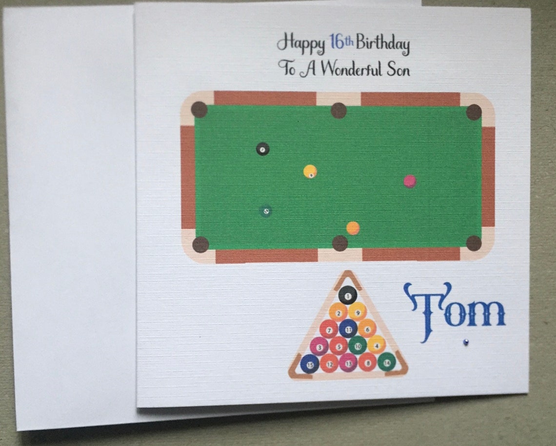 Pool Happy Birthday Card, Handmade and Personalised With Name, Age ...