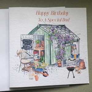 Happy Birthday Potting Shed Card Handmade Dad, Grandad, Husband, Nana ...
