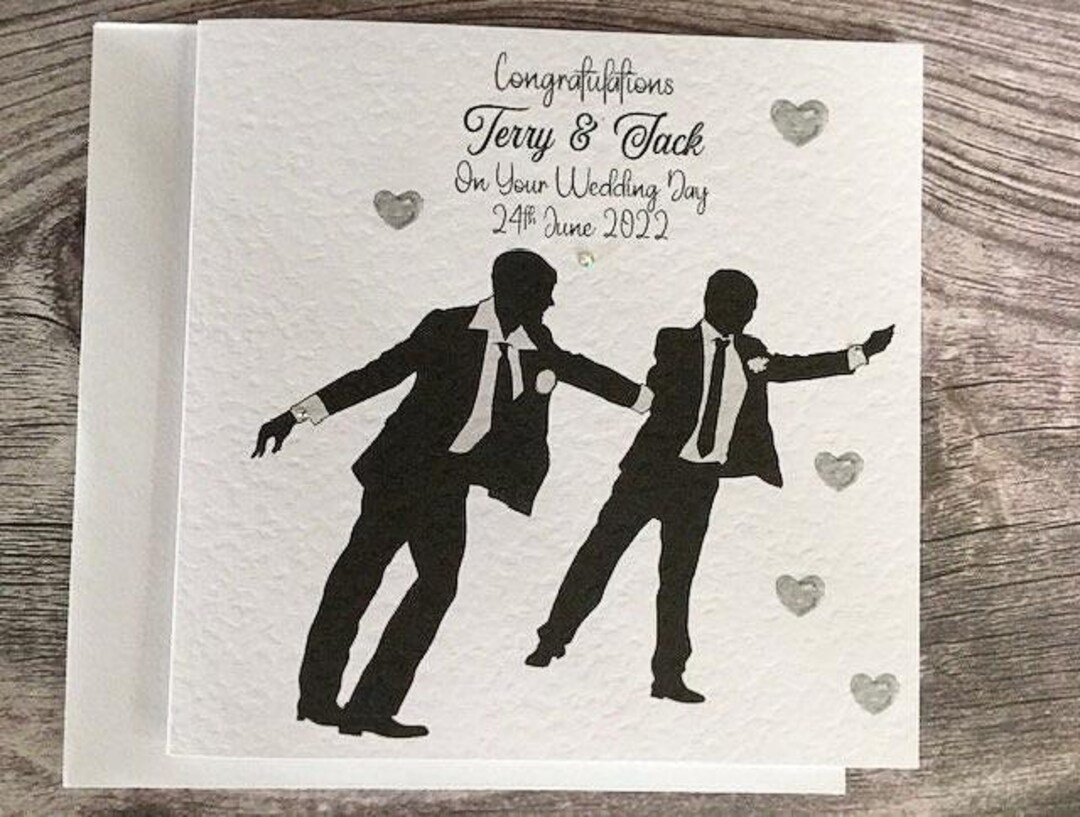 Two Men/grooms/ Wedding Card / Congratulations Handmade Card/ Gems ...