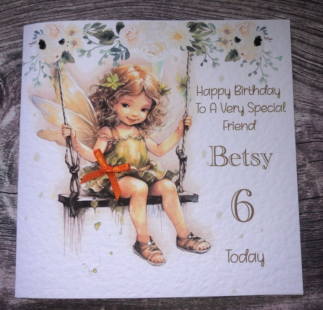 Beautiful Little Fairy With Brown Hair on Swing, Personalised and ...