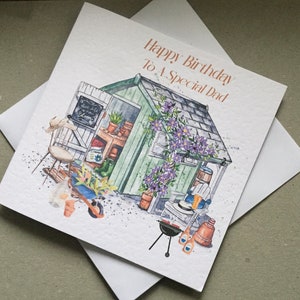 Happy Birthday Potting Shed Card Handmade Dad, Grandad, Husband, Nana ...