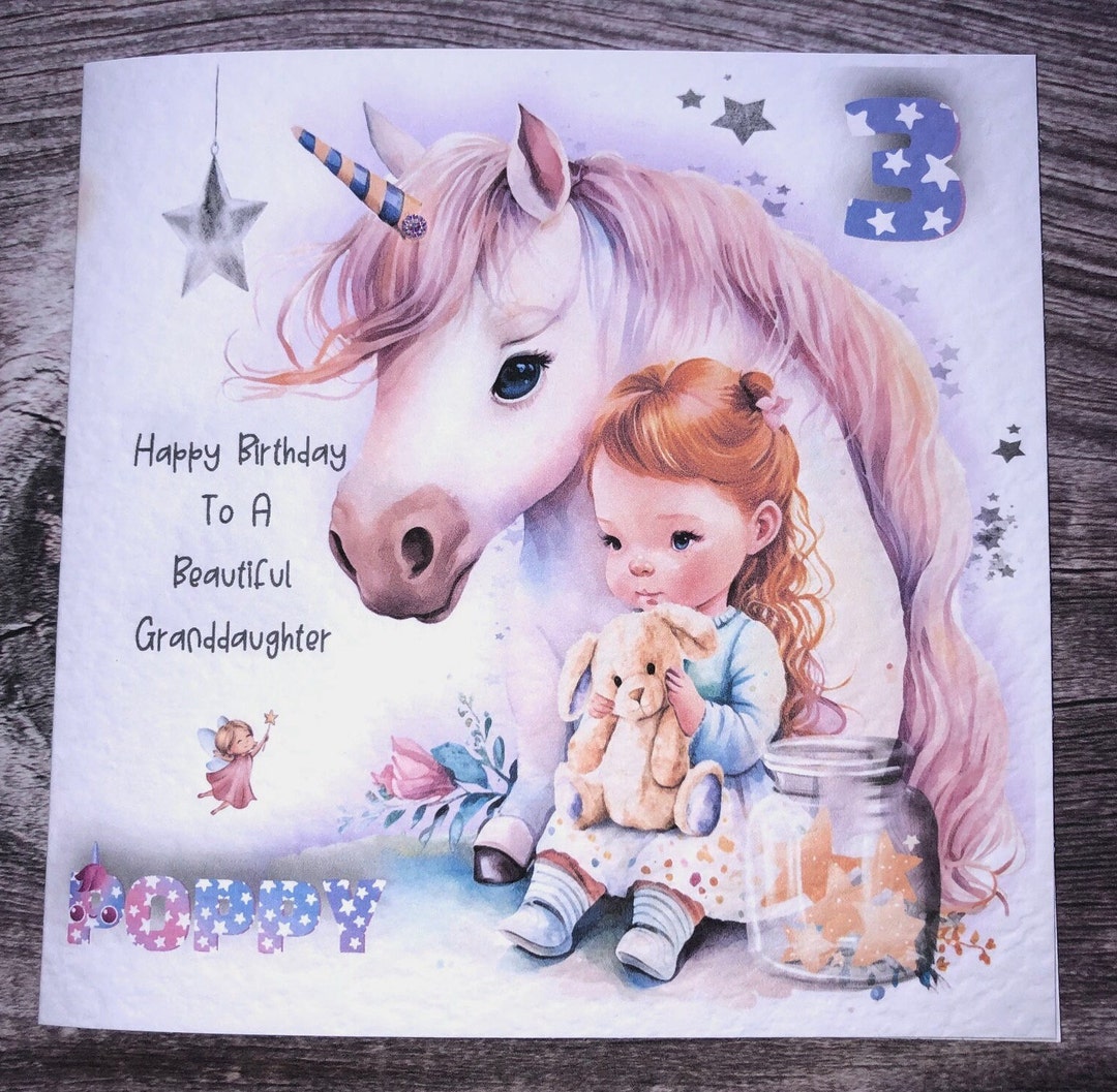 Birthday Little Girl and Unicorn Card Handmade / Any Relation and All ...