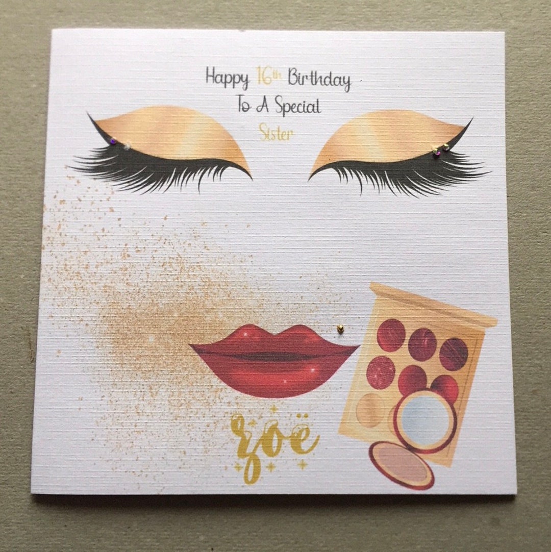 Happy Birthday Card Handmade and Personalised Female/make Up/birthday ...