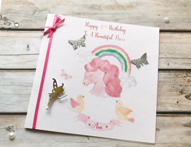 Girl's Happy Birthday Unicorn Card Handmade and | Etsy UK
