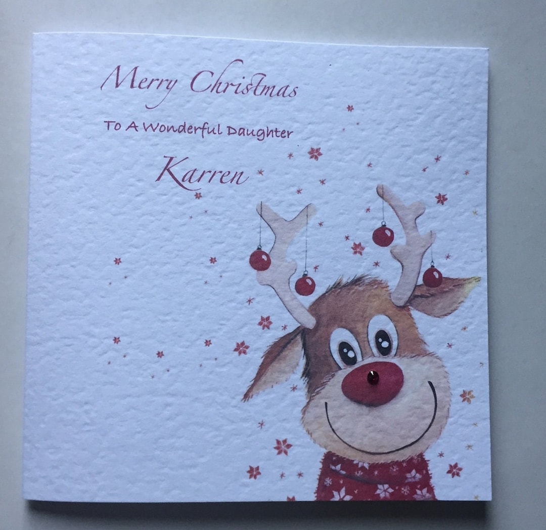 Rudolph / Reindeer Merry Christmas Card, Handmade and Personalised With ...