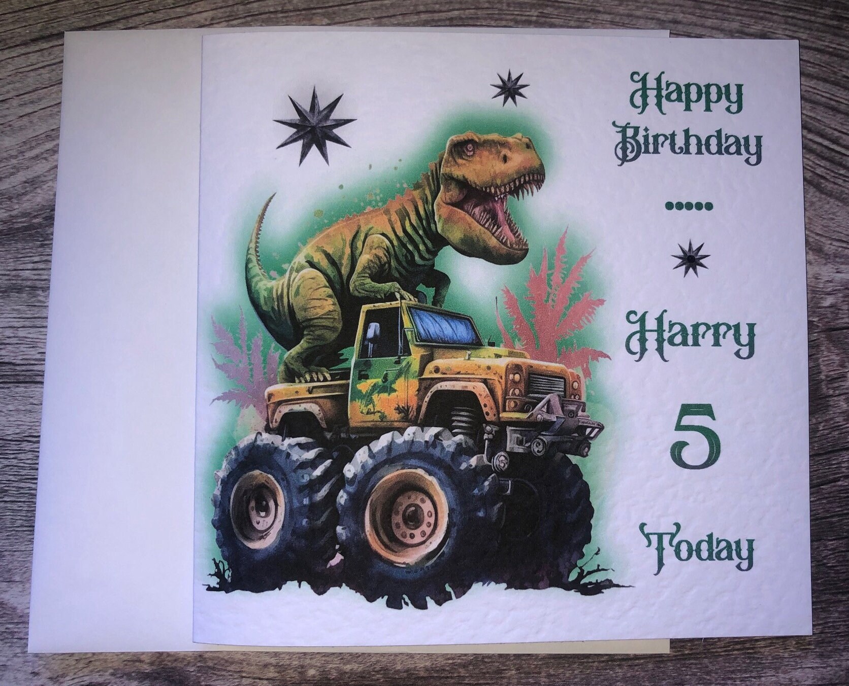 Birthday T REX Dinosaur Quad Bike Card Personalised With Name and Any ...