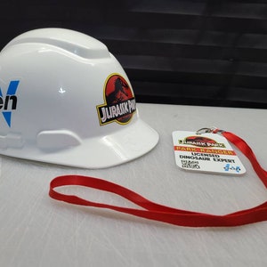 Personalized Jurassic Dinosaur Adult Hard Hat | Jurassic ID Badge ...