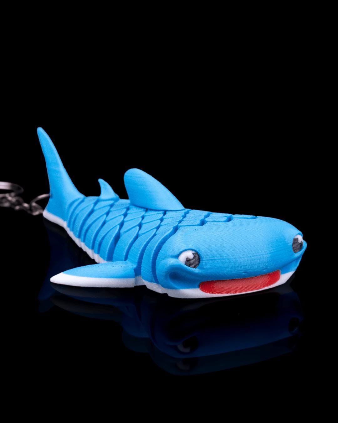 Whale Shark Blue 3D Printed Keychain With White Belly - Articulating ...