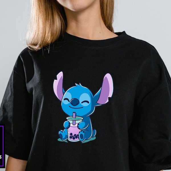 Stitch Drinking Boba - Etsy
