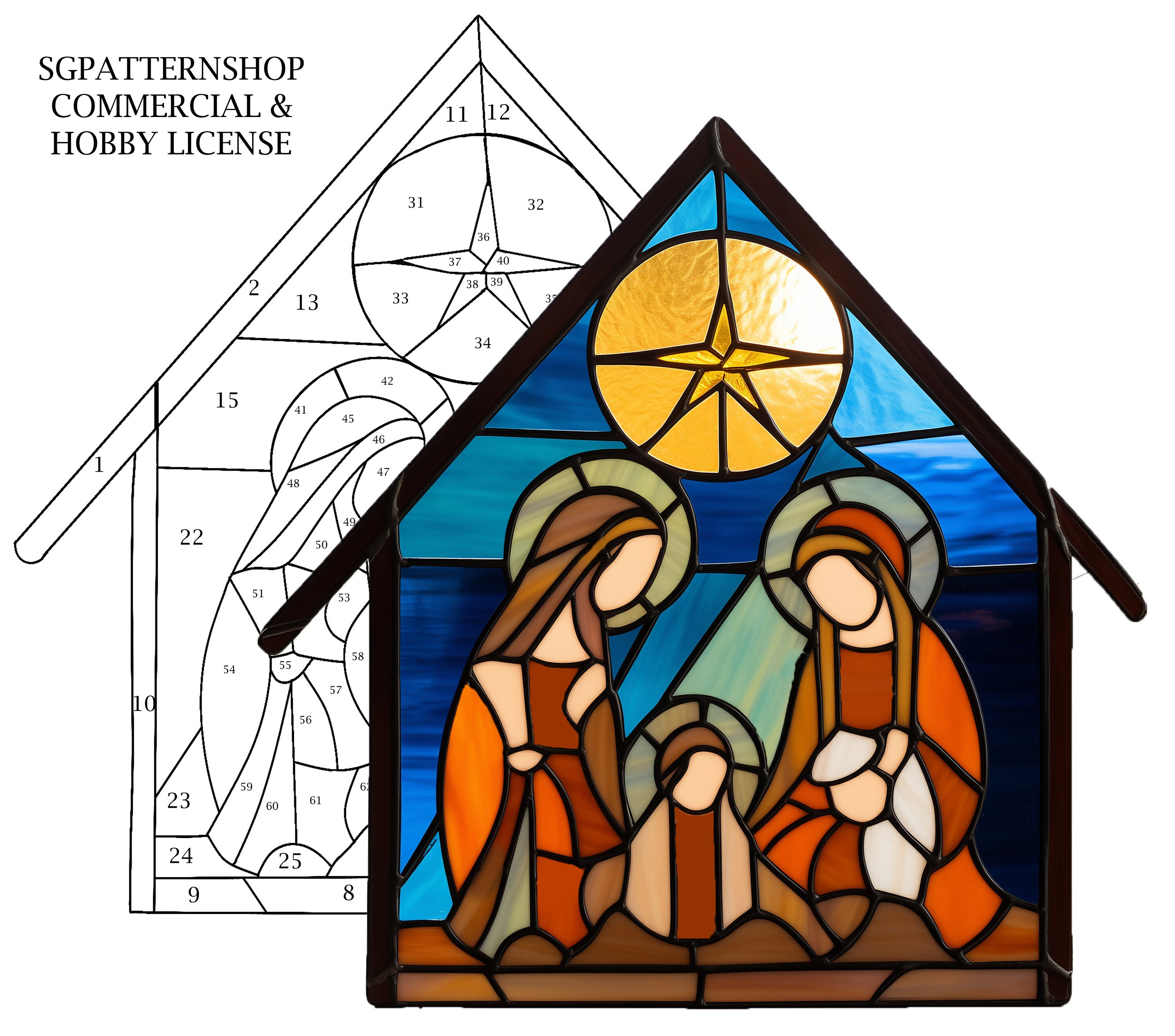 STAINED GLASS PATTERN Sherry Fain Nativity - Etsy