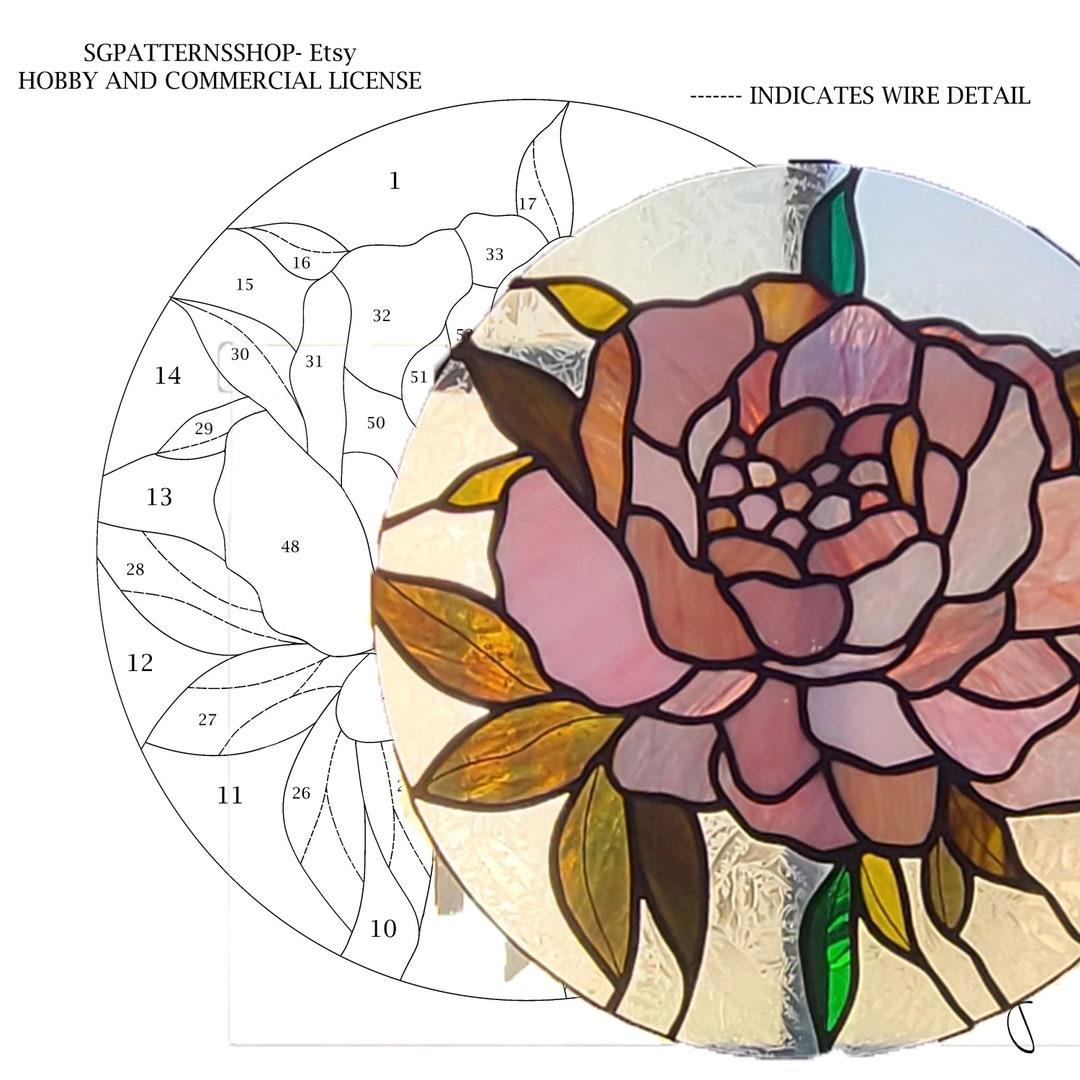 STAINED GLASS PATTERN Sherry Fain Peony - Etsy