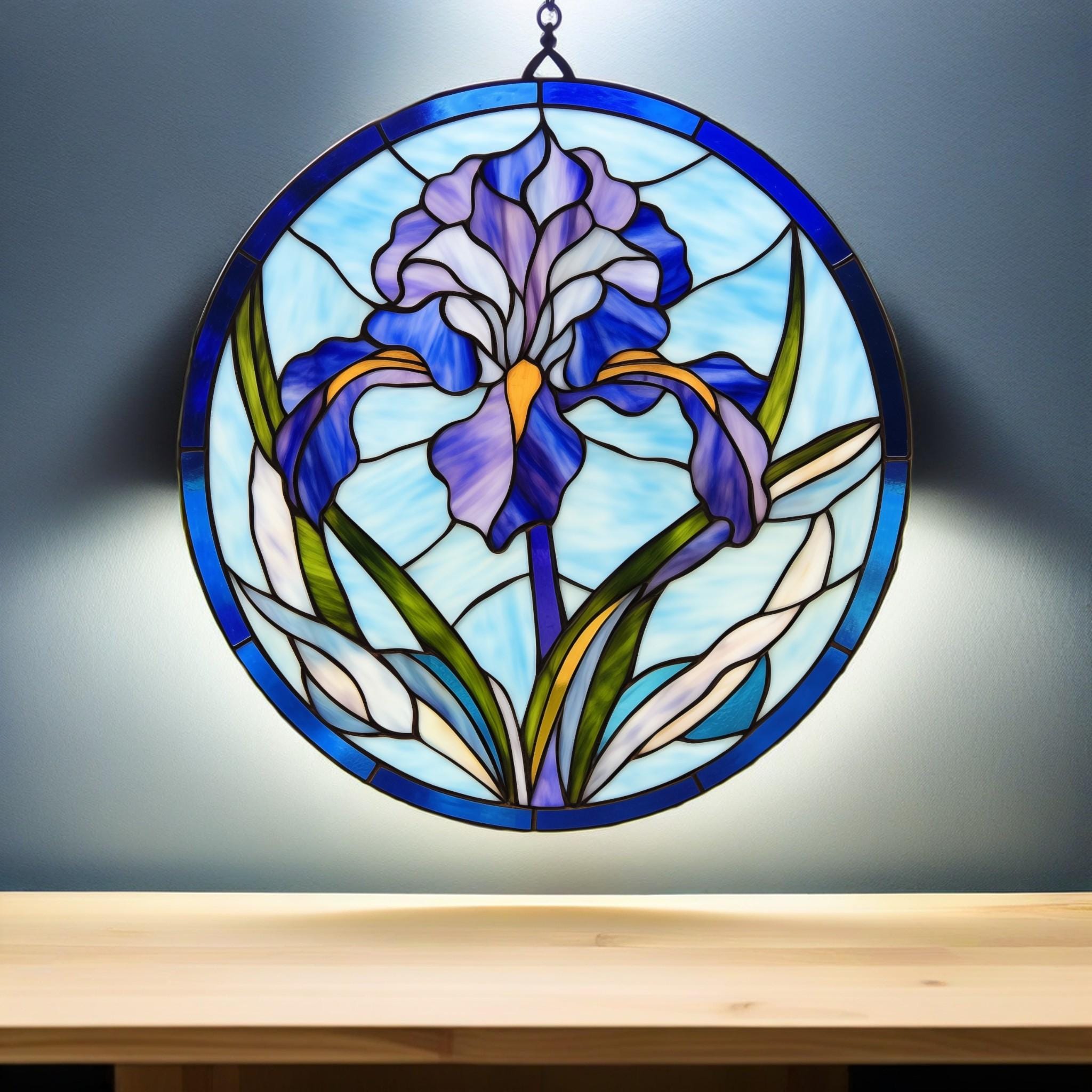 STAINED GLASS PATTERN Sherry Fain Iris - Etsy
